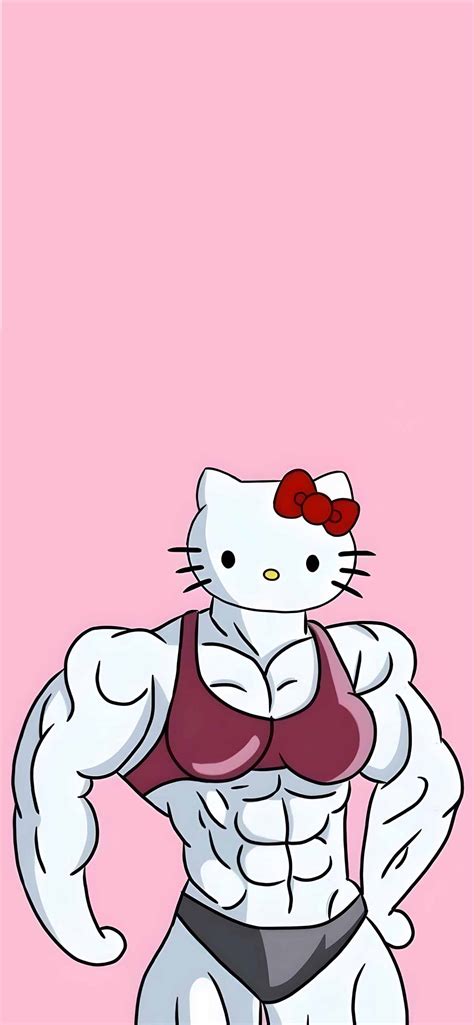 Hello Kitty Bodybuilder Meme Wallpapers Funny Pink Wallpapers