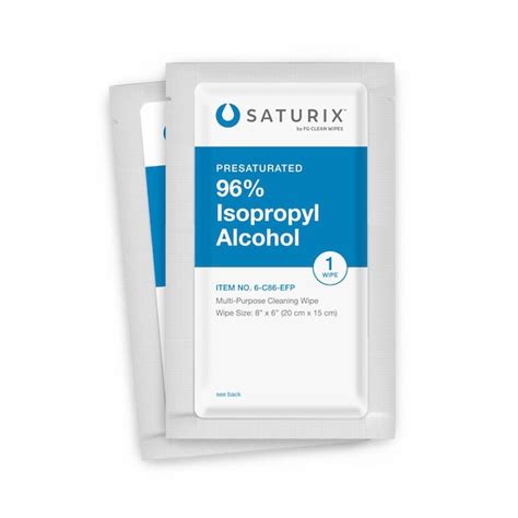Saturix Pre Saturated Cleanroom Wipes 96 Ipa 4 Di Water 8 In X 6