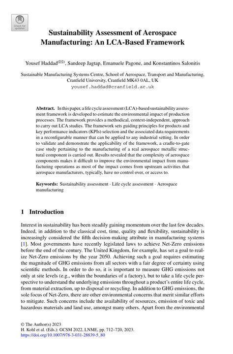 pdf sustainability assessment of aerospace manufacturing an lca