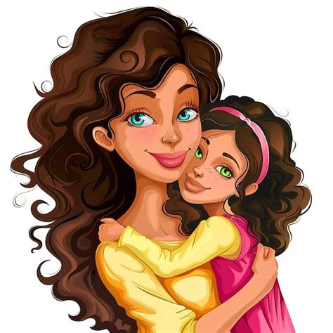 Premium Photo Mother And Daughter Cartoon Image Isolated On White