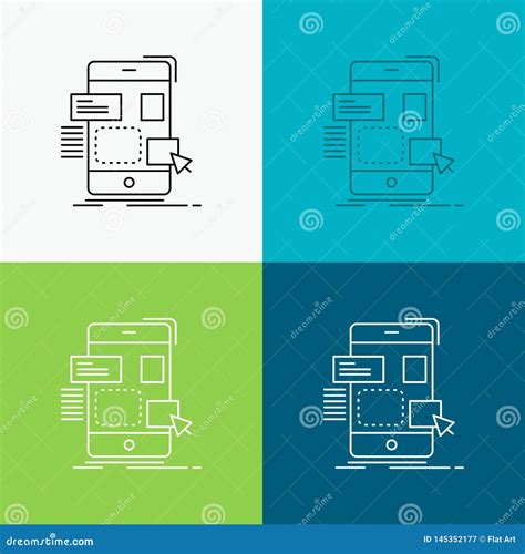 Drag Mobile Design Ui Ux Icon Over Various Background Line Style Design Designed For Web
