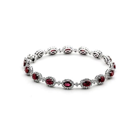 18k White Gold Ruby Bracelet Pink Diamond