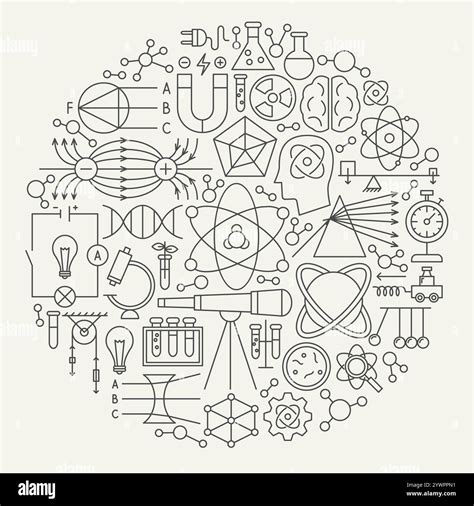 Nuclear Science Line Icons Circle Stock Vector Image And Art Alamy