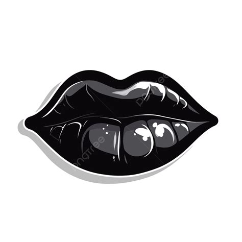 白色剪貼畫上孤立的黑色口紅嘴唇象徵意義圖 向量 貼紙設計與孤立的卡通黑唇 貼紙向量圖案素材免費下載，png，eps和ai素材下載 Pngtree