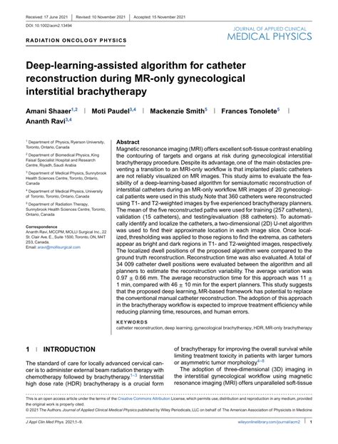 Pdf Deep‐learning‐assisted Algorithm For Catheter Reconstruction