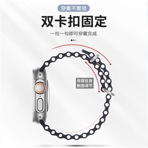 适用iwatch表带海洋s9苹果手表ultra2表带seapplewatch8代7654运动硅胶新款s8男女45mm414944个性创意s7虎窝淘