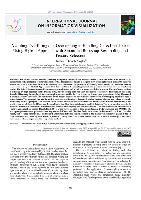 Pdf Avoiding Overfitting Dan Overlapping In Handling Class Imbalanced