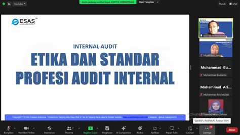 Certified Internal Auditor Senior Telah Selesai Dilaksnakan Yg Difasilitasi Oleh Esas Management