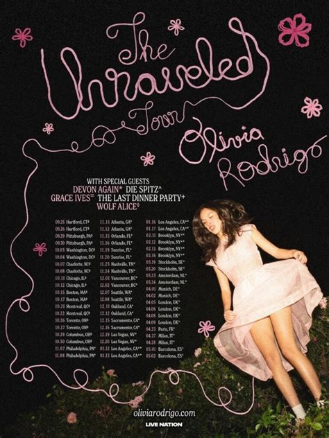 Olivia Rodrigo Unraveled Tour Dates 2026 2027 Full Schedule