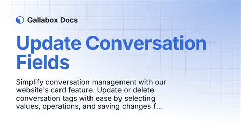Update Conversation Fields Gallabox Docs