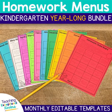 Using Choice Boards For Kindergarten Homework Teaching Exceptional Kinders