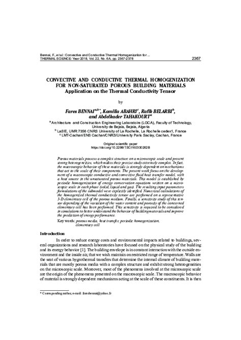 Pdf Convective And Conductive Thermal Homogenization For Nonsturated