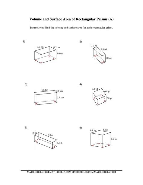 Key Answers For Rectangular Prism Surface Area Worksheet Pdf