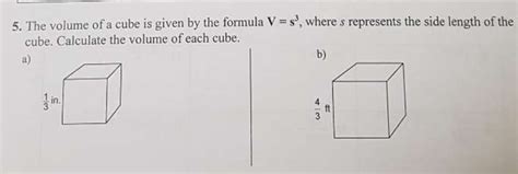 Solved The Volume Of A Cube Is Given By The Formula V S Chegg