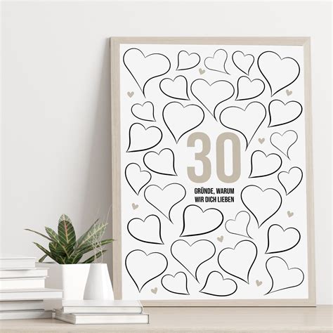 Poster 30 GrÜnde Warum Wir Dich Lieben Geschenk 30 Geburtstag