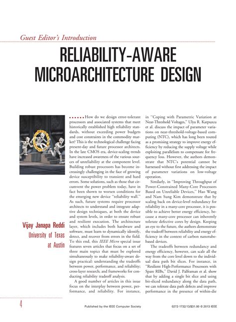 pdf reliability aware microarchitecture design [guest editor s
