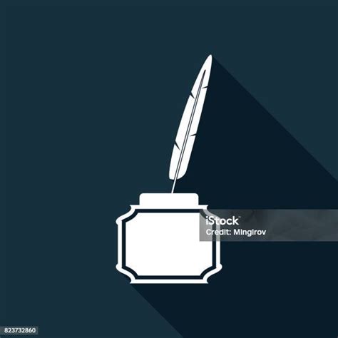 긴 그림자와 평면 아이콘 깃털과 잉크병 벡터 일러스트 레이 션 0명에 대한 스톡 벡터 아트 및 기타 이미지 0명 고대의 고전 양식 Istock