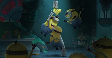 实验室小黄人抢香蕉原创实验室小黄人 场景原画作品图片素材