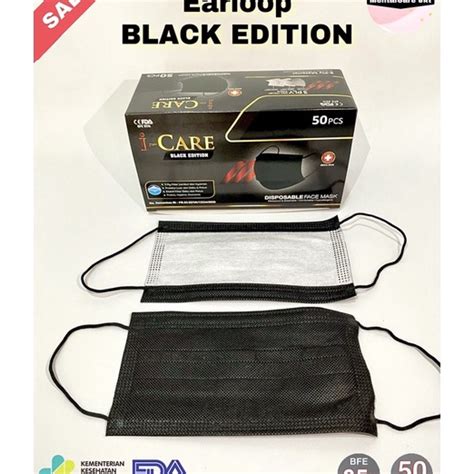 Jual Price Icare Black Edition Earloop 3ply Icare Disposable Face Mask