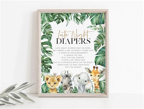 Jungle Late Night Diapers Sign Diaper Thoughts Signs Safari Etsy
