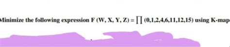 solved minimize the following expression f w x y z ii