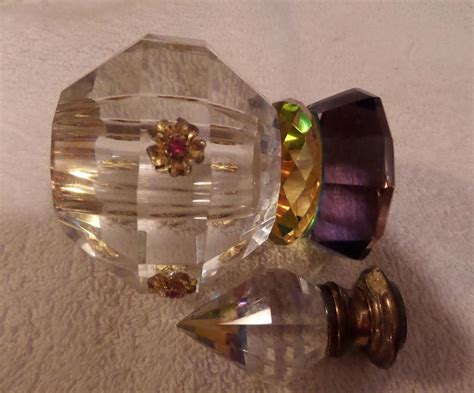 Vintage Perfume Bottle Heavy Prism Cut Crystal W Embellishments