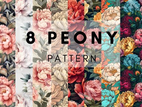 8 Seamless Peonypeonies Patterns Etsy
