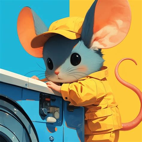Premium Vector A Smart Mouse Laundry Worker Cartoon Style