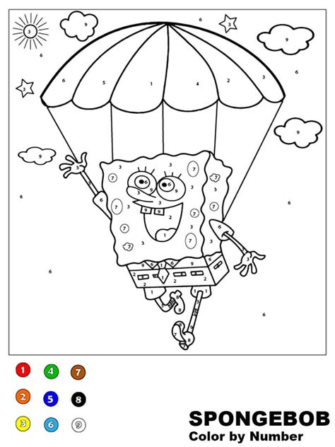 Color Number Spongebob Coloring Division Squarepants Worksheet Pixel