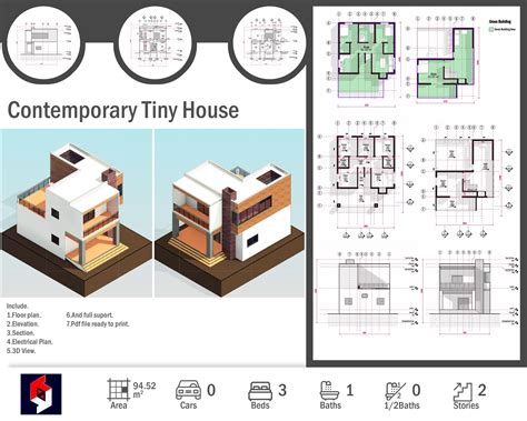 Contemporary Tiny House Plan And Architecture Design Drawing Cnt1