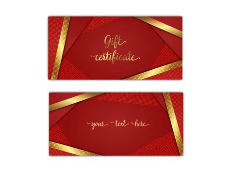 T Certificate Template Luxury Red Voucher Layout With Shiny Golden