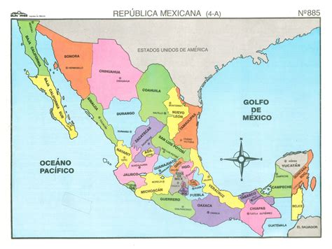 Mapa República Mexicana Con Nombres Y División Política Para Imprimir