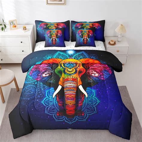 Erosebridal Elephant 7 Pcs Comforter Set Queen Size Chakra Bedding Set