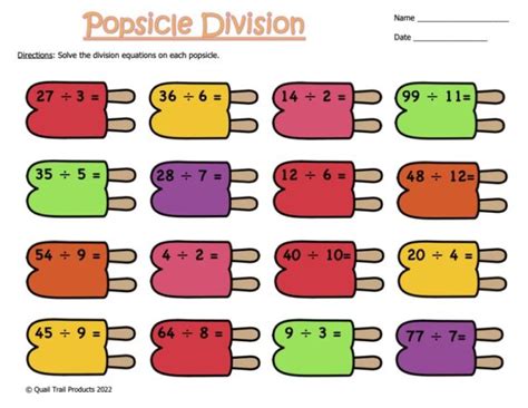 Popsicle Multiplication And Division Worksheets Made By Teachers
