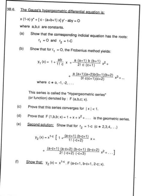 Solved 386 The Gausss Hypergeometric Differential