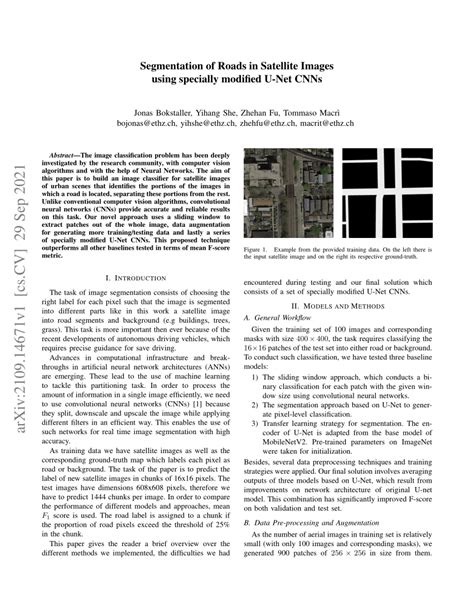 pdf segmentation of roads in satellite images using specially modified u net cnns