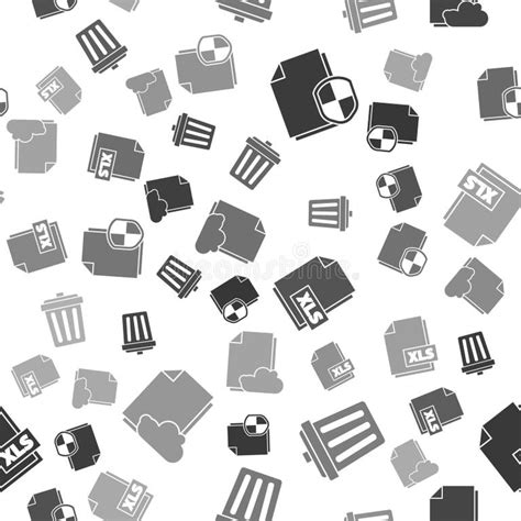 Set Document Protection Concept Trash Can Xls File Document And Cloud