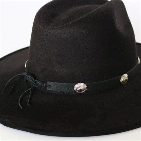 Black Leather Hat Band With Silver Conchos The Bandit Black Leather