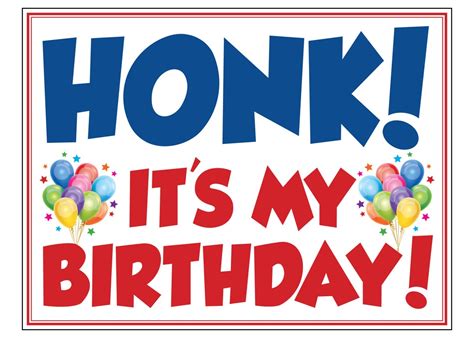 Honk Its My Birthday Yard Sign Corrugated Plastic 24x18 Double