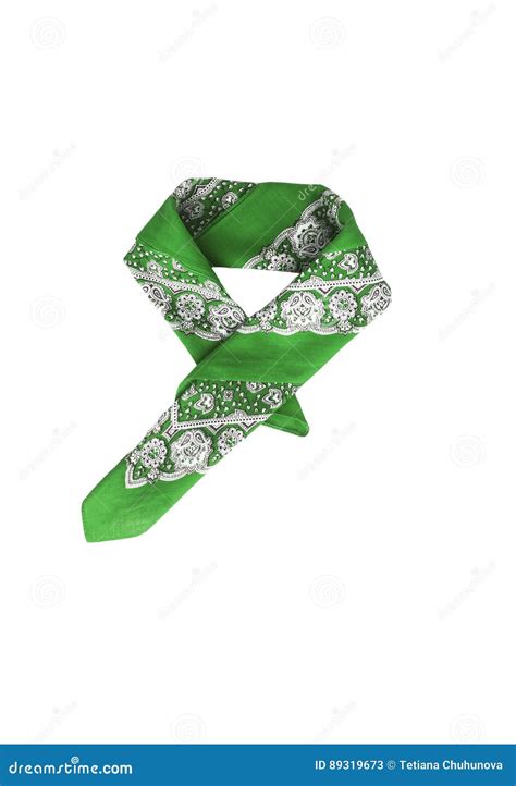 A Green Bandana With A Pattern Isolated Stock Image Image Of Knot