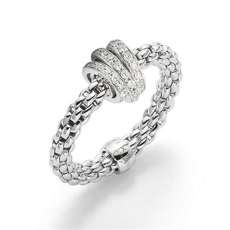 Fope Flexit Prima 18ct White Gold 031ct Diamond Rondelle Ring Fope Ring Jewellery Flexit