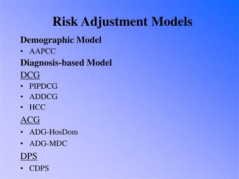 Ppt Risk Adjustment Models Powerpoint Presentation Free Download Id 603961
