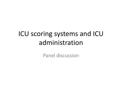 Icu Scoring Systems