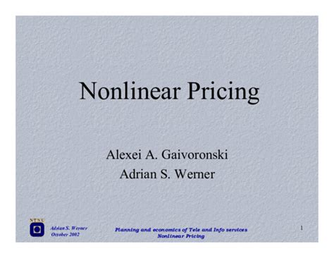 Pdf Nonlinear Pricing