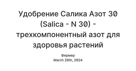 Удобрение Салика Азот 30 (Salica - N 30) - трехкомпонентный азот для ...