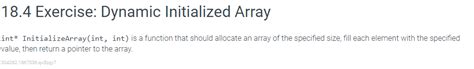 Solved Exercise Dynamic Initialized Array Int Chegg