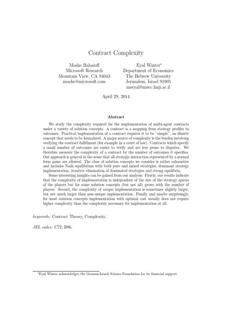 Contract Complexity Main Pdf Complexity Evidence