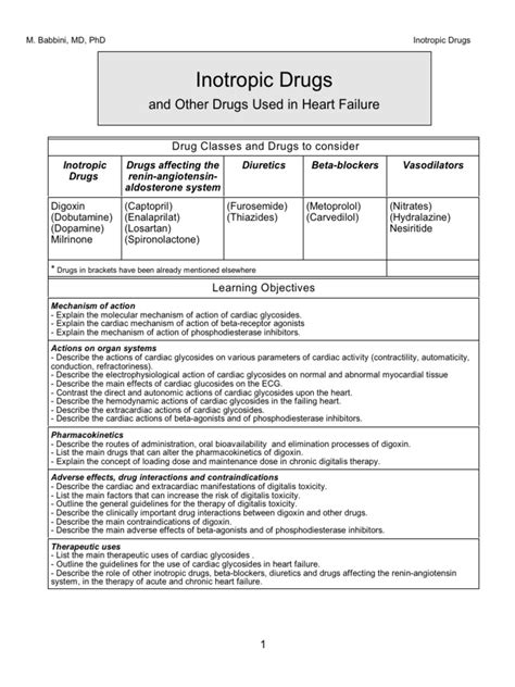 Inotropic Drugs Pdf Heart Heart Failure