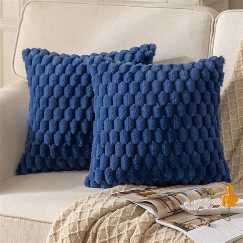 Mandioo Pack Of 2 Navy Blue Super Soft Plush Fluffy