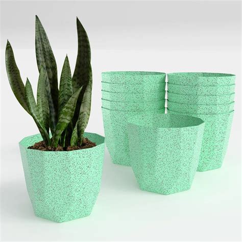 Shera Hexa Bio Planter Plastic Flower Pots For Plant Sea Green Color 8